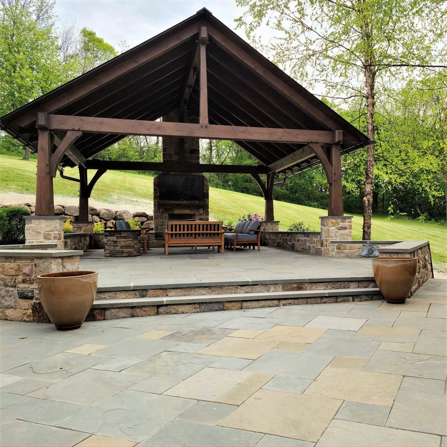Custom Backyard Pergola | Chester, PA | Dutchies Stoneworks