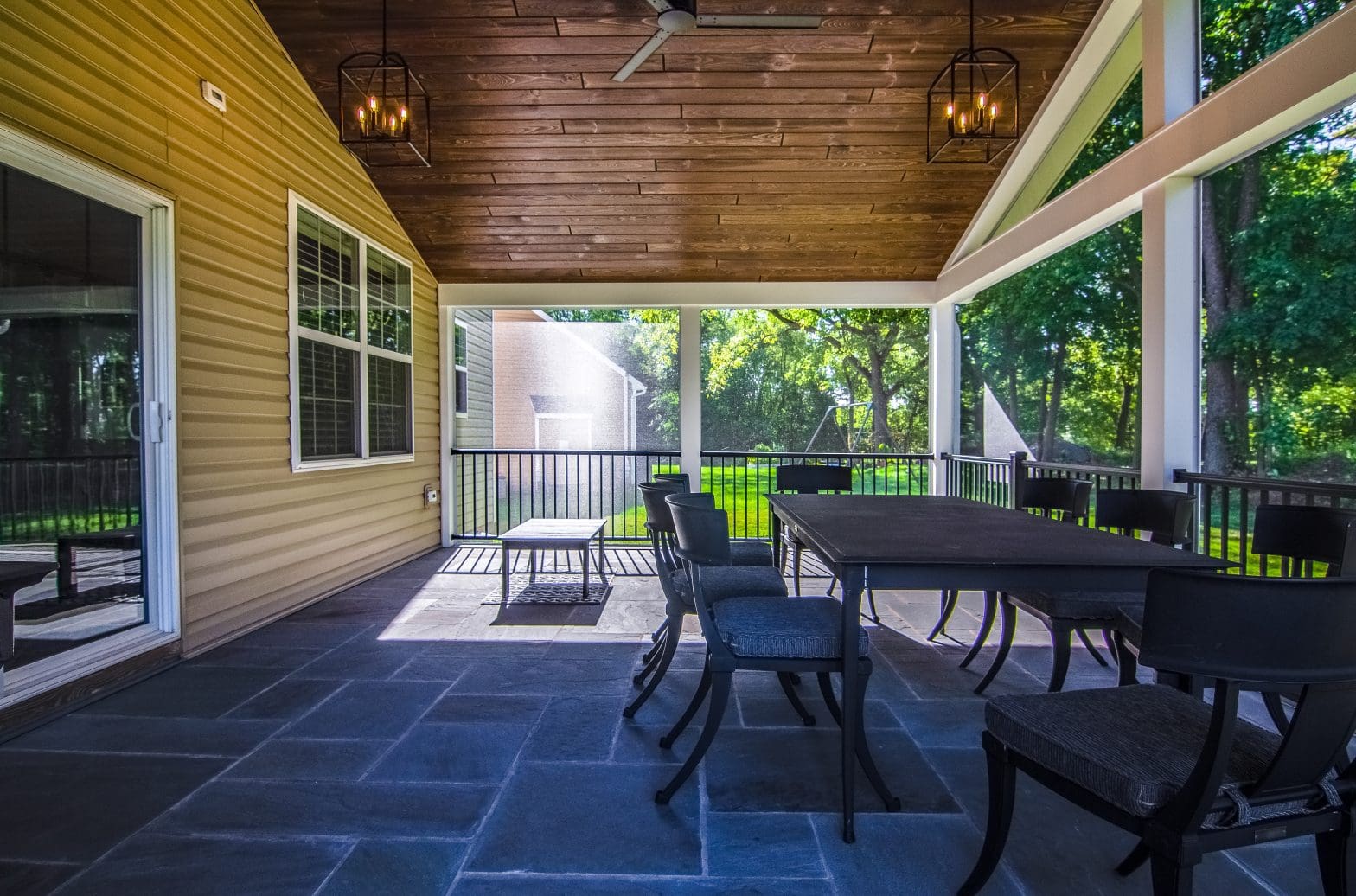 Project #028 – Screened In Covered Porch & Patio with Sitting Walls